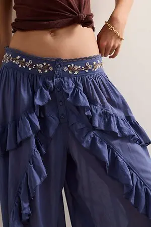 Free People Play For Keeps Ruffle Pants - Open Waters