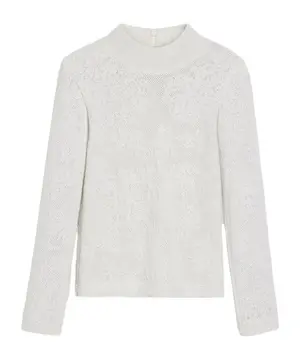 Brunello Cucinelli Lace Floral Knit Top