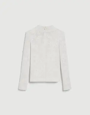 Brunello Cucinelli Lace Floral Knit Top