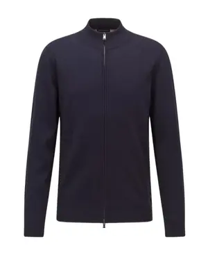 Hugo Boss Zip Neck Virgin Wool Cardigan