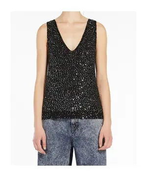 Max Mara Sequin Embellished V-neck Top
