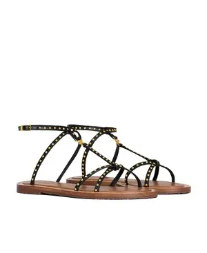 Celine Taillat Flat Sandal With Studs In Calfskin Vegetal Tanning Studs