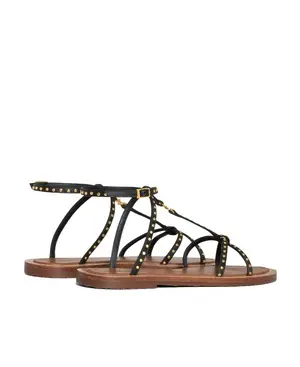 Celine Taillat Flat Sandal With Studs In Calfskin Vegetal Tanning Studs