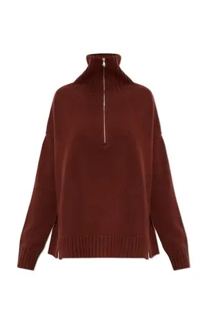 Max Mara Half-zip Long-sleeved Jumper - Rust-red