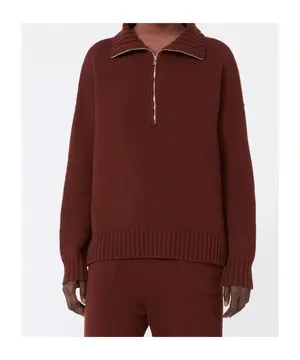 Max Mara Half-zip Long-sleeved Jumper - Rust-red