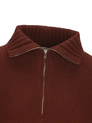 Max Mara Half-zip Long-sleeved Jumper - Rust-red