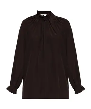 Victoria Beckham Draped Silk Blouse - Black