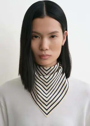 TOTEME Signature Monogram Silk Scarf Crème