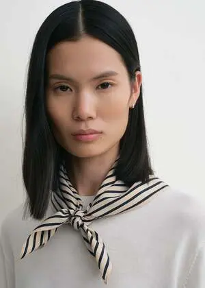 TOTEME Signature Monogram Silk Scarf Crème