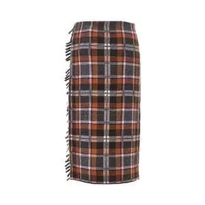 Guest In Residence Plaid Wrap Midi Skirt