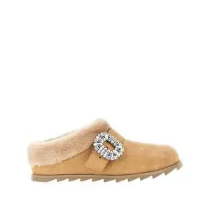 ROGER VIVIER Suede Leather Slidy Viv' Mules - Cream