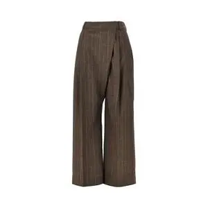 GANNI Wool Pants With Pinstriped Motif