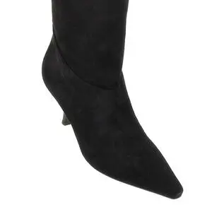 Paris Texas Rose' Suede Leather Boots - Black