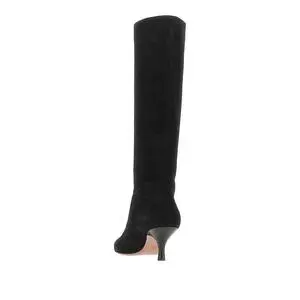Paris Texas Rose' Suede Leather Boots - Black