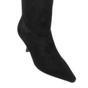 Paris Texas Rose' Suede Leather Boots - Black