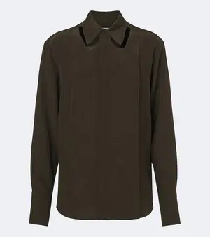 Victoria Beckham Cutout Silk Crêpe De Chine Blouse - Green