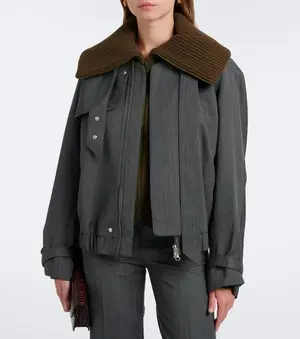Victoria Beckham Virgin Wool Bomber Jacket