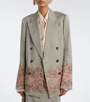 Dries Van Noten Embroidered Linen And Cotton-blend Blazer