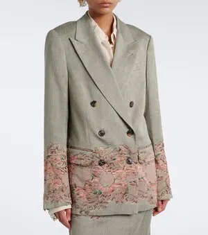Dries Van Noten Embroidered Linen And Cotton-blend Blazer