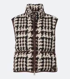 Moncler Leather-trimmed Wool And Cotton-blend Vest