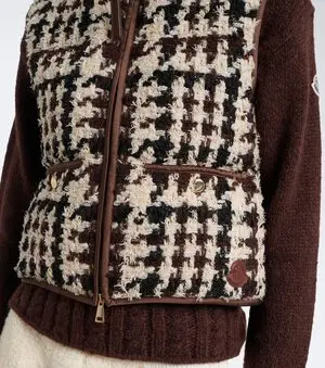 Moncler Leather-trimmed Wool And Cotton-blend Vest