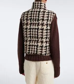 Moncler Leather-trimmed Wool And Cotton-blend Vest