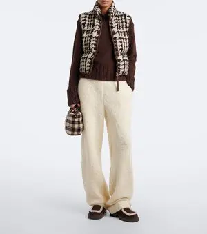 Moncler Leather-trimmed Wool And Cotton-blend Vest