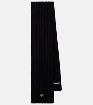 Prada Ribbed-knit Virgin Wool Scarf - Black