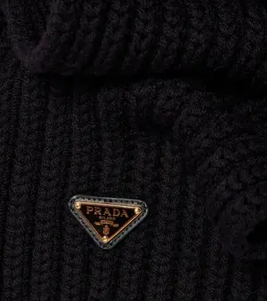 Prada Ribbed-knit Virgin Wool Scarf - Black