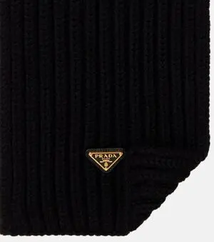 Prada Ribbed-knit Virgin Wool Scarf - Black