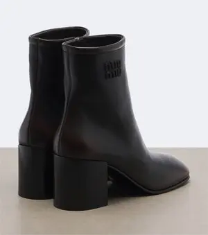 Miu Miu Logo Leather Ankle Boots