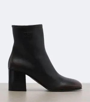 Miu Miu Logo Leather Ankle Boots