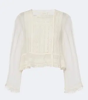 DÔEN Elodine Lace-trimmed Silk Chiffon Top