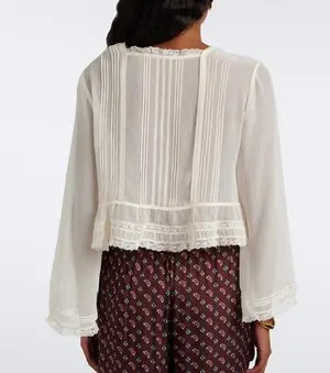 DÔEN Elodine Lace-trimmed Silk Chiffon Top