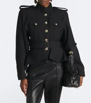 Balmain Belted Wool Jacket - Black