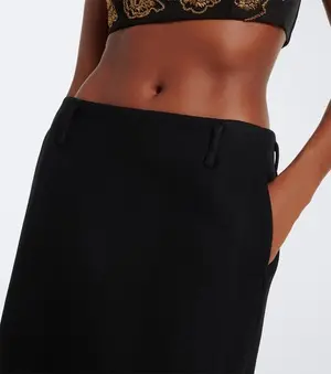 Dries Van Noten Embellished Wool-blend Twill Midi Skirt