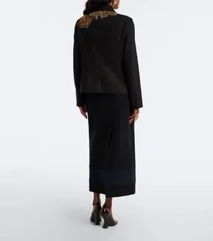 Dries Van Noten Embellished Wool-blend Twill Midi Skirt