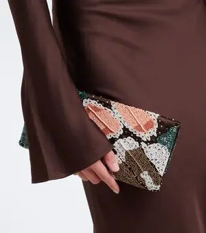 Staud Muse Small Beaded Satin Clutch