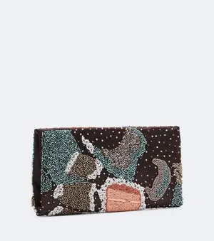 Staud Muse Small Beaded Satin Clutch