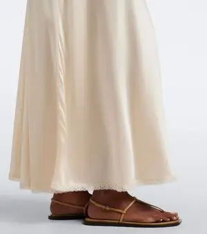 DÔEN Léoris Lace-trimmed Ruffled Silk Midi Dress