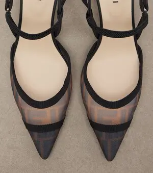 Fendi Colibrì Mesh Slingback Pumps - Black