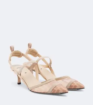Fendi Colibrì Mesh Slingback Pumps - Pink