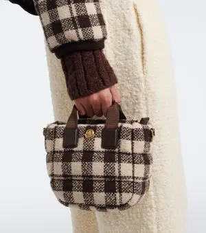 Moncler Caradoc Mini Checked Canvas Tote Bag