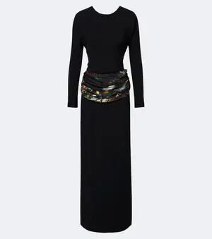 Dries Van Noten Paneled Draped Gown - Black