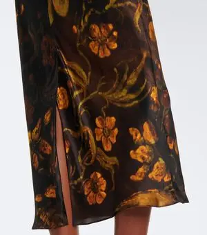 Dries Van Noten Floral Silk Satin Slip Skirt