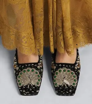 Zimmermann Atelier Embellished Velvet Wedge Mules