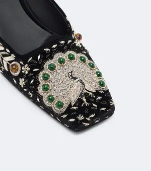 Zimmermann Atelier Embellished Velvet Wedge Mules