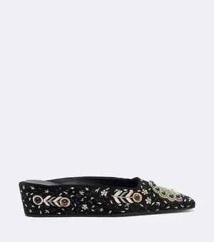 Zimmermann Atelier Embellished Velvet Wedge Mules