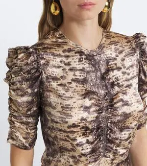 Isabel Marant Étoile Lemila Ruched Snake-print Silk Midi Dress