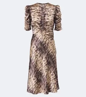 Isabel Marant Étoile Lemila Ruched Snake-print Silk Midi Dress - Beige